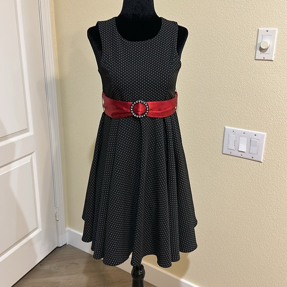 Candie's | Dresses | Girls Black Gray Polka Dot Dress Attached Red ...